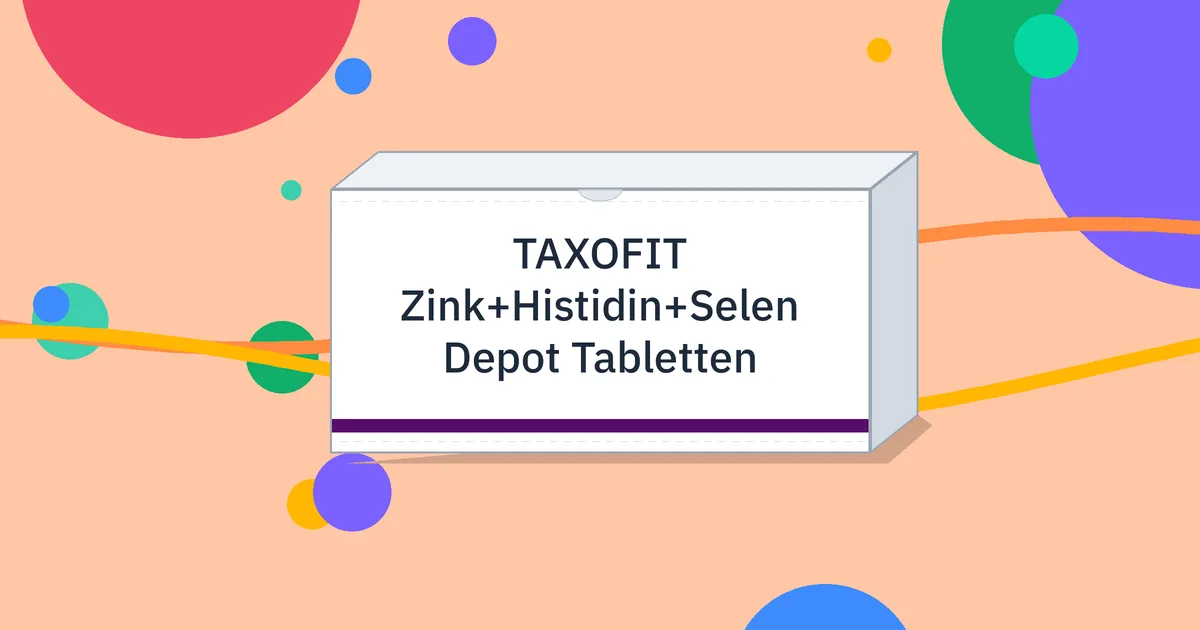 Symbolbild: Packung mit der Aufschrift TAXOFIT Zink+Histidin+Selen Depot Tabletten (PZN 18112969) – Verfügbarkeit und Bezug in Apotheken in Frankfurt am Main