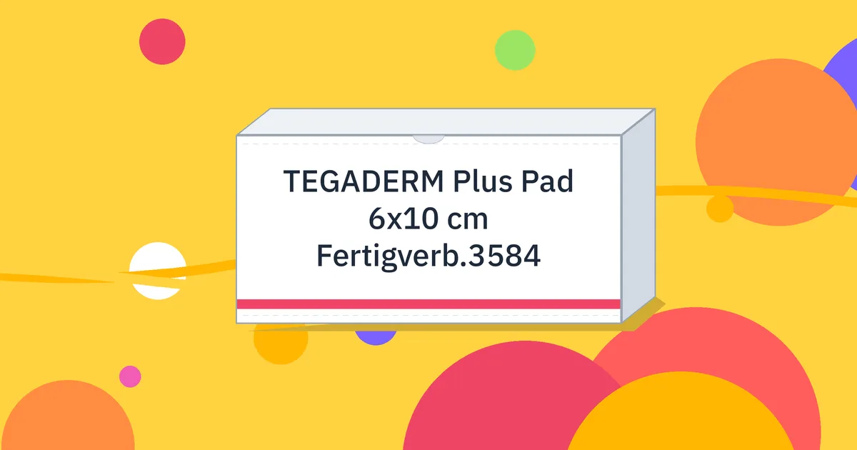 Symbolbild: Packung mit der Aufschrift TEGADERM Plus Pad 6x10 cm Fertigverb.3584 (PZN 05355280) – Verfügbarkeit und Bezug in Apotheken in Frankfurt am Main