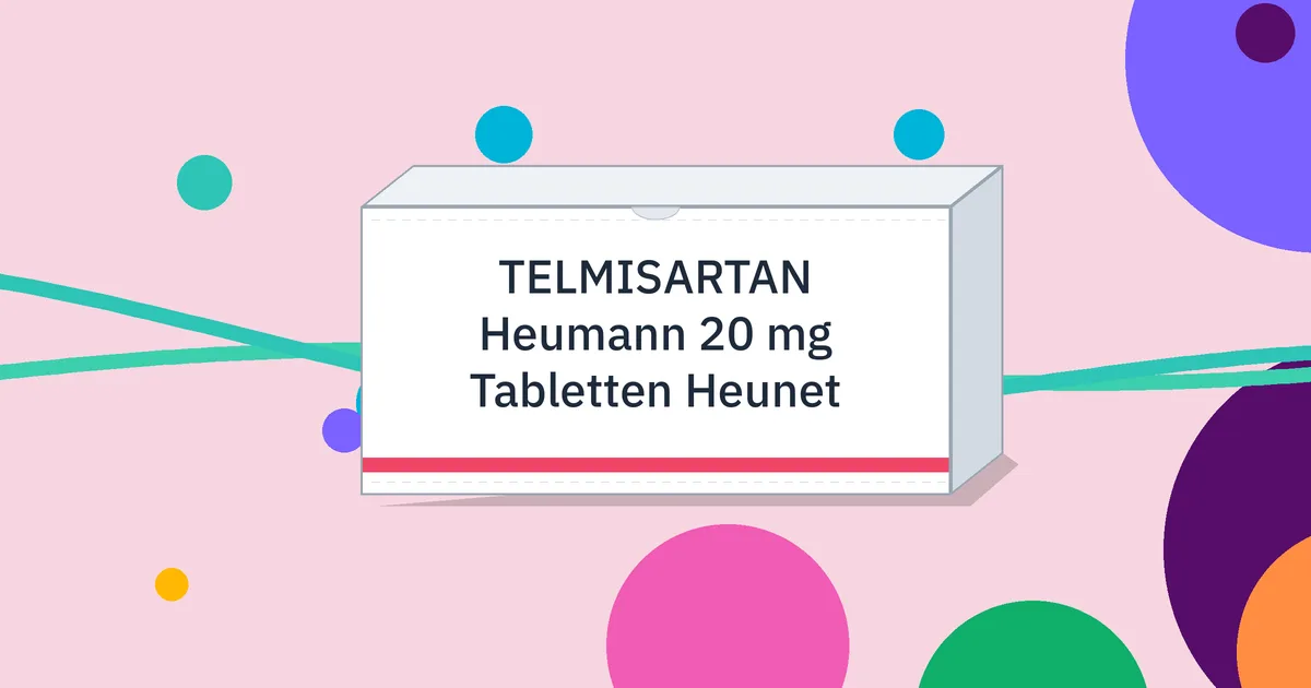 Symbolbild: Packung mit der Aufschrift TELMISARTAN Heumann 20 mg Tabletten Heunet (PZN 14211634) – Verfügbarkeit und Bezug in Apotheken in Frankfurt am Main