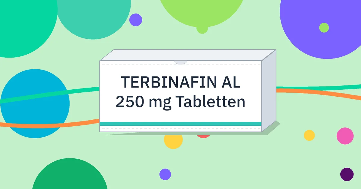 Symbolbild: Packung mit der Aufschrift TERBINAFIN AL 250 mg Tabletten (PZN 04302169) – Verfügbarkeit und Bezug in Apotheken in Frankfurt am Main