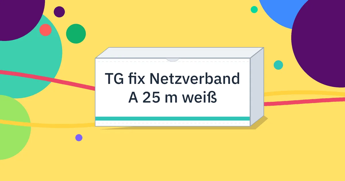 Symbolbild: Packung mit der Aufschrift TG fix Netzverband A 25 m weiß (PZN 15430864) – Verfügbarkeit und Bezug in Apotheken in Frankfurt am Main