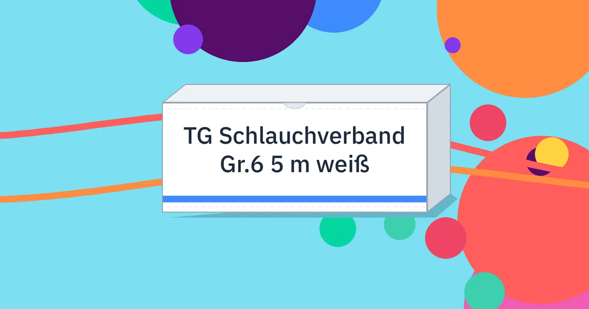 Symbolbild: Packung mit der Aufschrift TG Schlauchverband Gr.6 5 m weiß (PZN 13502890) – Verfügbarkeit und Bezug in Apotheken in Frankfurt am Main