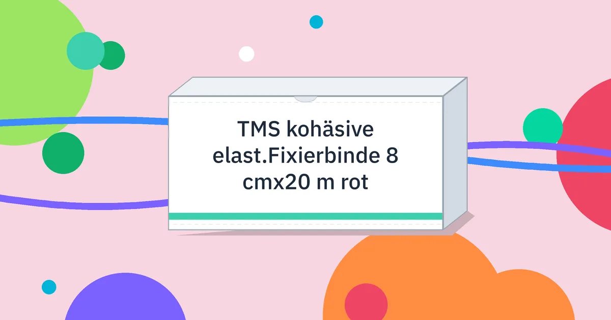 Symbolbild: Packung mit der Aufschrift TMS kohäsive elast.Fixierbinde 8 cmx20 m rot (PZN 18316614) – Verfügbarkeit und Bezug in Apotheken in Frankfurt am Main