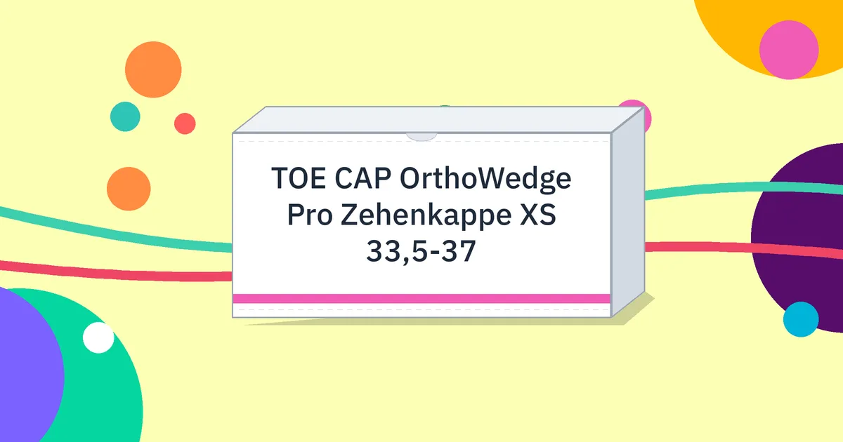 Symbolbild: Packung mit der Aufschrift TOE CAP OrthoWedge Pro Zehenkappe XS 33,5-37 (PZN 19669332) – Verfügbarkeit und Bezug in Apotheken in Frankfurt am Main