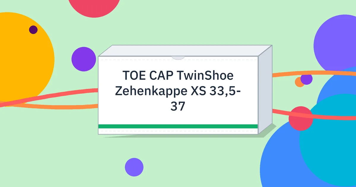 Symbolbild: Packung mit der Aufschrift TOE CAP TwinShoe Zehenkappe XS 33,5-37 (PZN 16631406) – Verfügbarkeit und Bezug in Apotheken in Frankfurt am Main