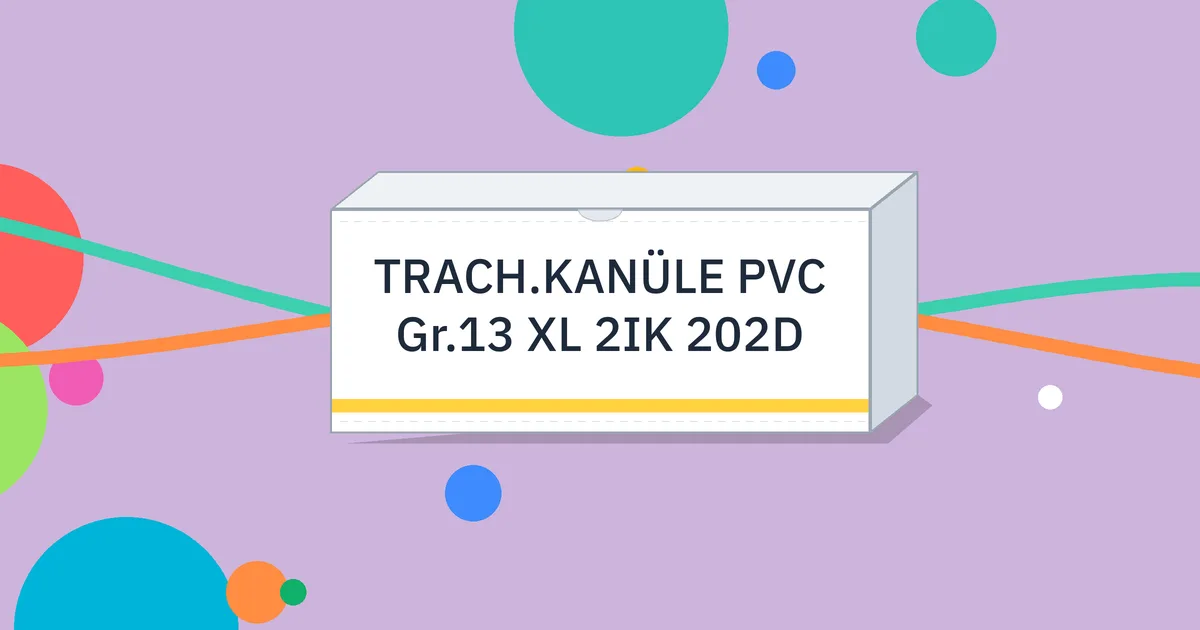 Symbolbild: Packung mit der Aufschrift TRACH.KANÜLE PVC Gr.13 XL 2IK 202D (PZN 06993628) – Verfügbarkeit und Bezug in Apotheken in Frankfurt am Main