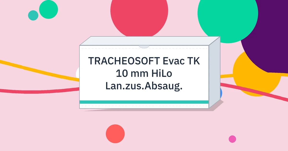 Symbolbild: Packung mit der Aufschrift TRACHEOSOFT Evac TK 10 mm HiLo Lan.zus.Absaug. (PZN 04109923) – Verfügbarkeit und Bezug in Apotheken in Frankfurt am Main