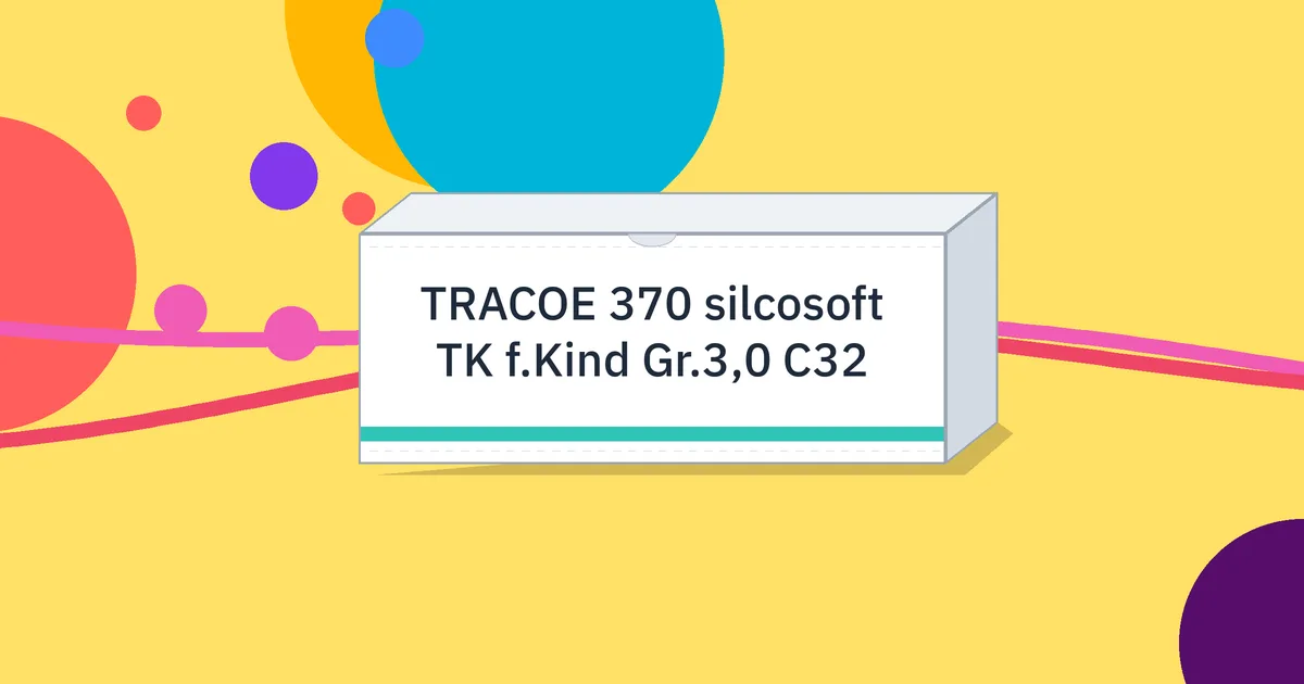 Symbolbild: Packung mit der Aufschrift TRACOE 370 silcosoft TK f.Kind Gr.3,0 C32 (PZN 14314104) – Verfügbarkeit und Bezug in Apotheken in Frankfurt am Main