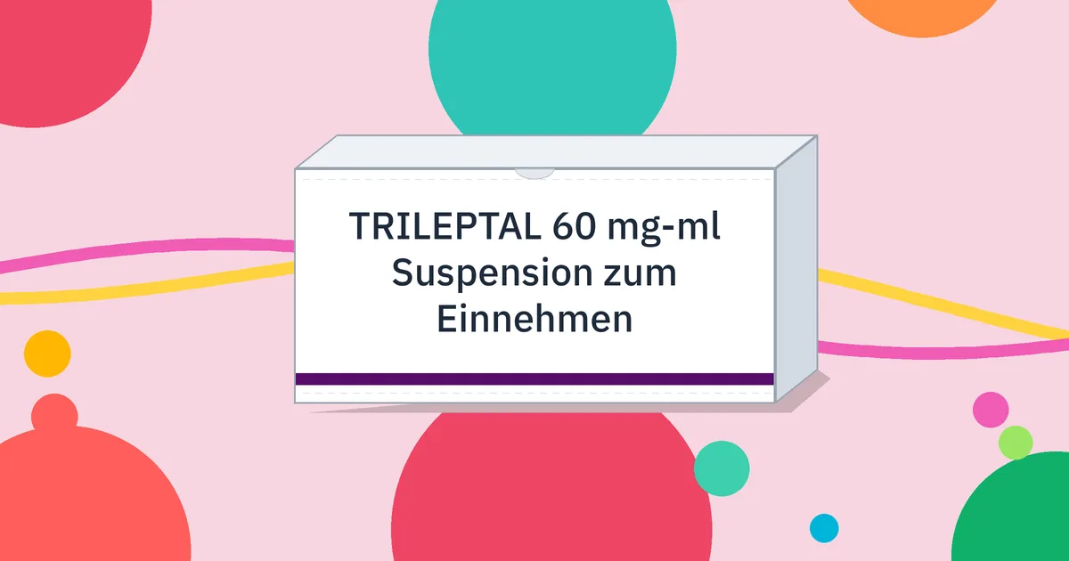 Symbolbild: Packung mit der Aufschrift TRILEPTAL 60 mg-ml Suspension zum Einnehmen (PZN 03441822) – Verfügbarkeit und Bezug in Apotheken in Frankfurt am Main