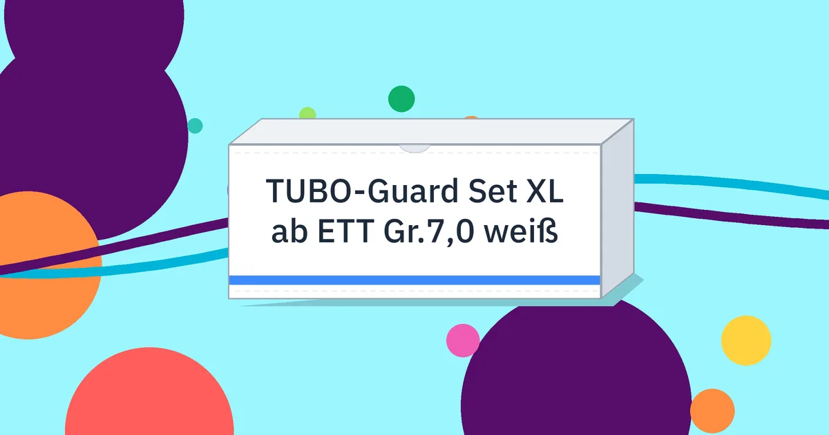 Symbolbild: Packung mit der Aufschrift TUBO-Guard Set XL ab ETT Gr.7,0 weiß (PZN 18796040) – Verfügbarkeit und Bezug in Apotheken in Frankfurt am Main