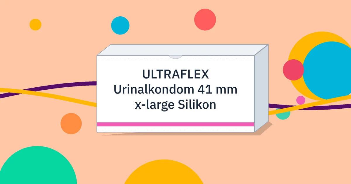 Symbolbild: Packung mit der Aufschrift ULTRAFLEX Urinalkondom 41 mm x-large Silikon (PZN 11136487) – Verfügbarkeit und Bezug in Apotheken in Frankfurt am Main