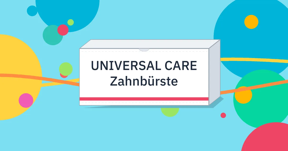 Symbolbild: Packung mit der Aufschrift UNIVERSAL CARE Zahnbürste (PZN 12593092) – Verfügbarkeit und Bezug in Apotheken in Frankfurt am Main