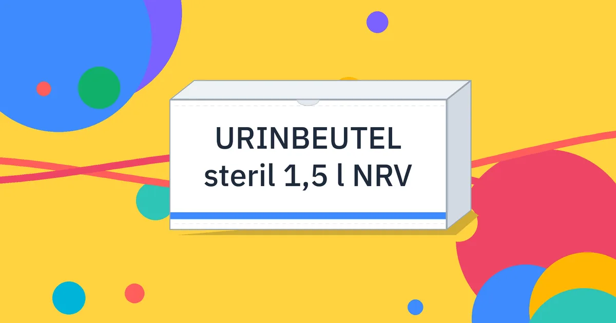 Symbolbild: Packung mit der Aufschrift URINBEUTEL steril 1,5 l NRV (PZN 08826030) – Verfügbarkeit und Bezug in Apotheken in Frankfurt am Main