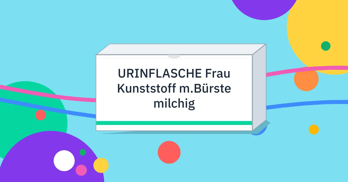 Symbolbild: Packung mit der Aufschrift URINFLASCHE Frau Kunststoff m.Bürste milchig (PZN 03841148) – Verfügbarkeit und Bezug in Apotheken in Frankfurt am Main