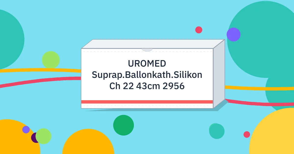 Symbolbild: Packung mit der Aufschrift UROMED Suprap.Ballonkath.Silikon Ch 22 43cm 2956 (PZN 02784388) – Verfügbarkeit und Bezug in Apotheken in Frankfurt am Main