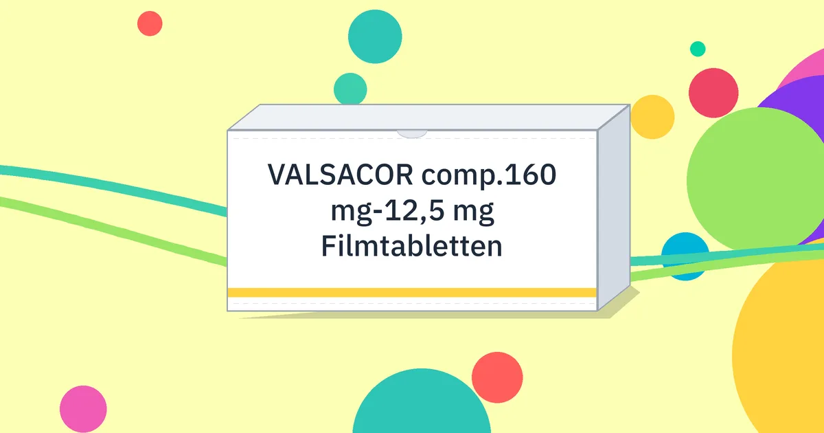 Symbolbild: Packung mit der Aufschrift VALSACOR comp.160 mg-12,5 mg Filmtabletten (PZN 08473318) – Verfügbarkeit und Bezug in Apotheken in Frankfurt am Main