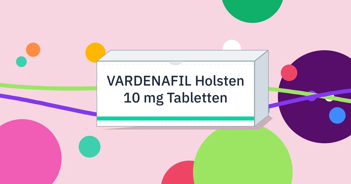 Symbolbild: Packung mit der Aufschrift VARDENAFIL Holsten 10 mg Tabletten (PZN 15319055) – Verfügbarkeit und Bezug in Apotheken in Frankfurt am Main