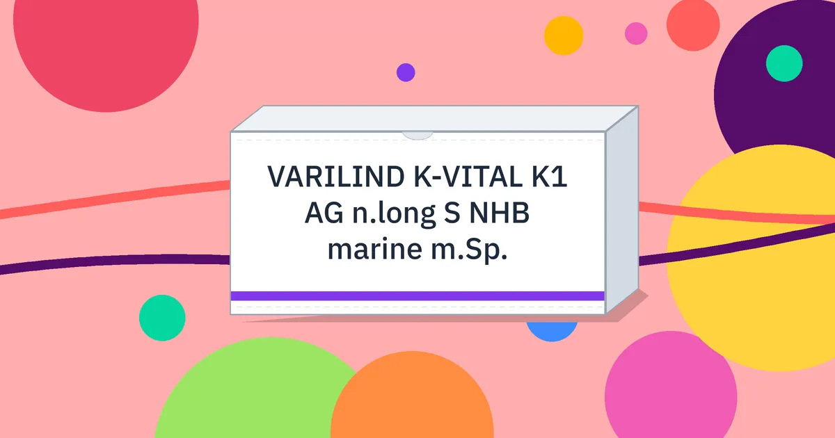 Symbolbild: Packung mit der Aufschrift VARILIND K-VITAL K1 AG n.long S NHB marine m.Sp. (PZN 20563053) – Verfügbarkeit und Bezug in Apotheken in Frankfurt am Main