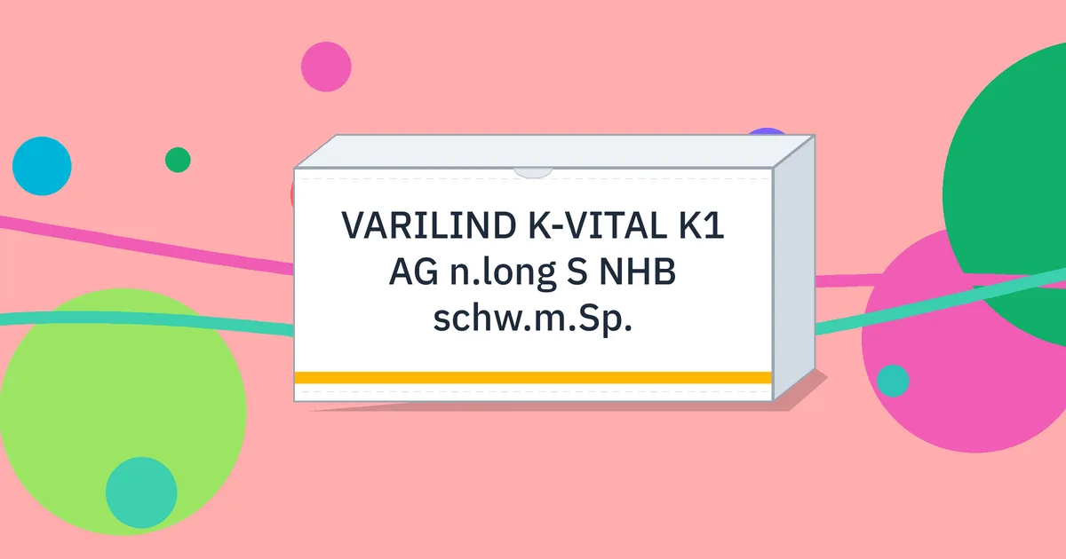 Symbolbild: Packung mit der Aufschrift VARILIND K-VITAL K1 AG n.long S NHB schw.m.Sp. (PZN 20563461) – Verfügbarkeit und Bezug in Apotheken in Frankfurt am Main