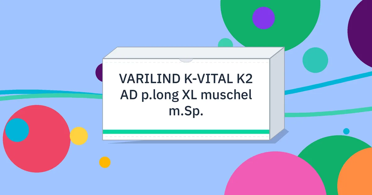 Symbolbild: Packung mit der Aufschrift VARILIND K-VITAL K2 AD p.long XL muschel m.Sp. (PZN 20568694) – Verfügbarkeit und Bezug in Apotheken in Frankfurt am Main