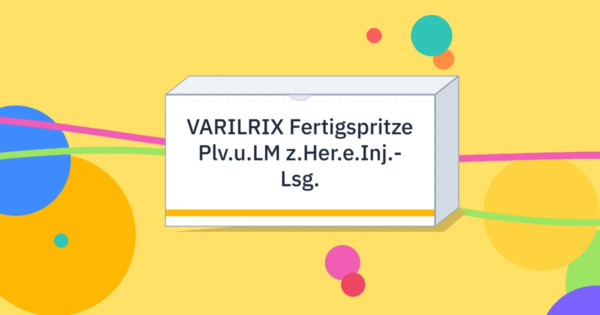 Symbolbild: Packung mit der Aufschrift VARILRIX Fertigspritze Plv.u.LM z.Her.e.Inj.-Lsg. (PZN 06955421) – Verfügbarkeit und Bezug in Apotheken in Frankfurt am Main