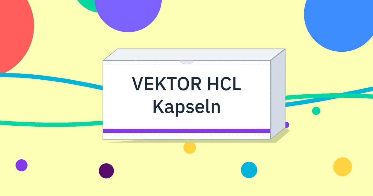 Symbolbild: Packung mit der Aufschrift VEKTOR HCL Kapseln (PZN 20381010) – Verfügbarkeit und Bezug in Apotheken in Frankfurt am Main