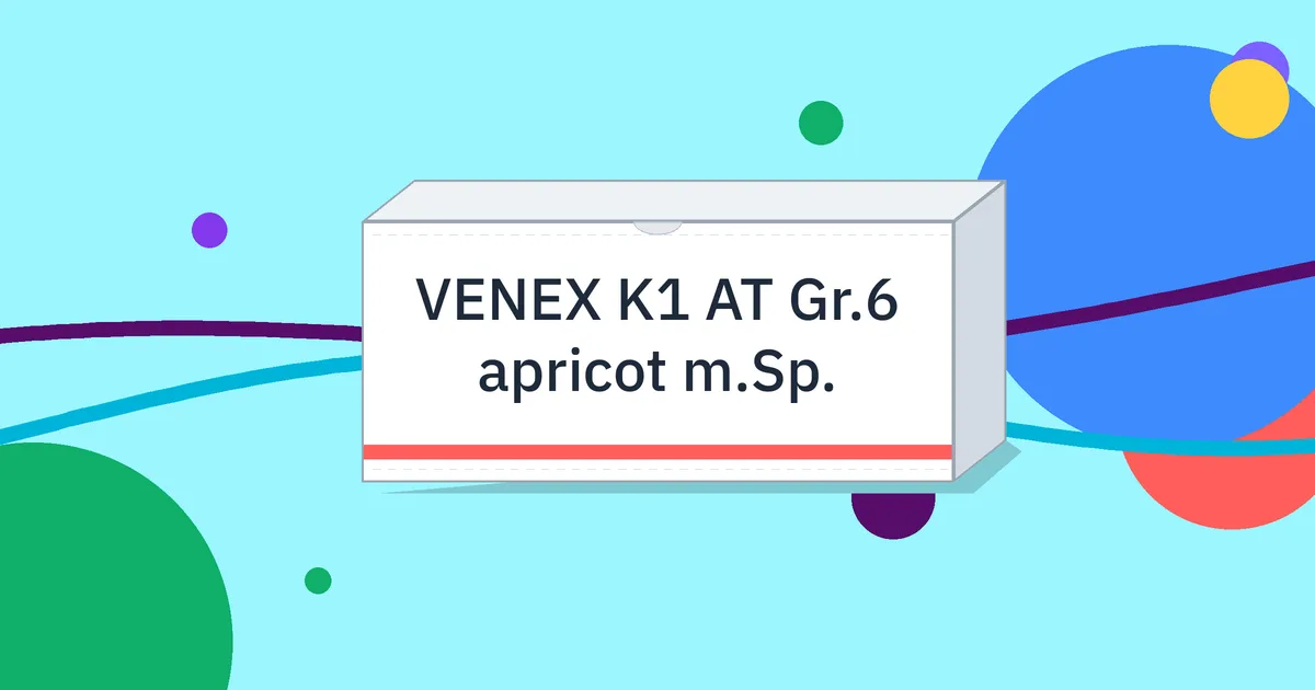 Symbolbild: Packung mit der Aufschrift VENEX K1 AT Gr.6 apricot m.Sp. (PZN 03196110) – Verfügbarkeit und Bezug in Apotheken in Frankfurt am Main