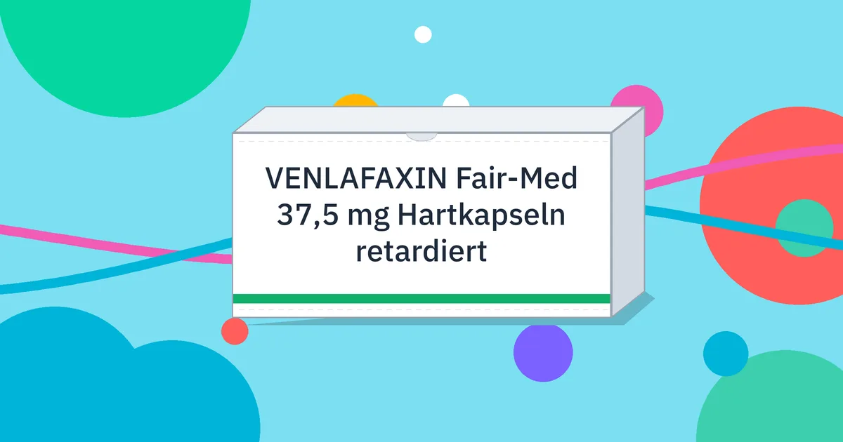 Symbolbild: Packung mit der Aufschrift VENLAFAXIN Fair-Med 37,5 mg Hartkapseln retardiert (PZN 14321736) – Verfügbarkeit und Bezug in Apotheken in Frankfurt am Main