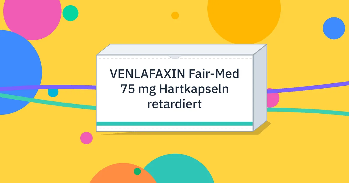 Symbolbild: Packung mit der Aufschrift VENLAFAXIN Fair-Med 75 mg Hartkapseln retardiert (PZN 14321742) – Verfügbarkeit und Bezug in Apotheken in Frankfurt am Main