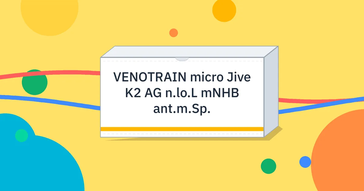 Symbolbild: Packung mit der Aufschrift VENOTRAIN micro Jive K2 AG n.lo.L mNHB ant.m.Sp. (PZN 17761252) – Verfügbarkeit und Bezug in Apotheken in Frankfurt am Main
