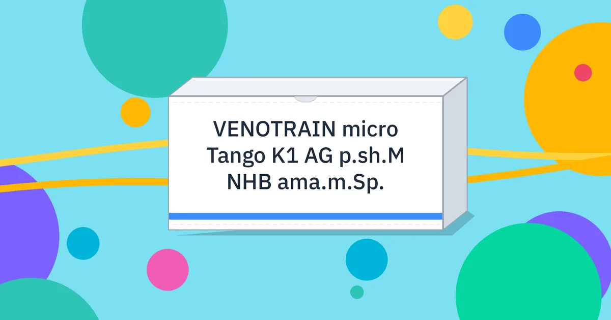 Symbolbild: Packung mit der Aufschrift VENOTRAIN micro Tango K1 AG p.sh.M NHB ama.m.Sp. (PZN 17764606) – Verfügbarkeit und Bezug in Apotheken in Frankfurt am Main