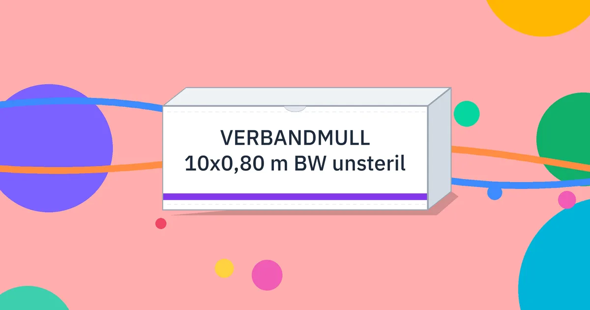 Symbolbild: Packung mit der Aufschrift VERBANDMULL 10x0,80 m BW unsteril (PZN 04046683) – Verfügbarkeit und Bezug in Apotheken in Frankfurt am Main