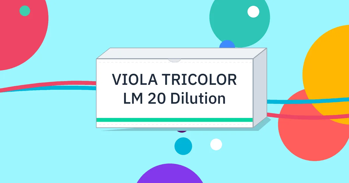 Symbolbild: Packung mit der Aufschrift VIOLA TRICOLOR LM 20 Dilution (PZN 13276264) – Verfügbarkeit und Bezug in Apotheken in Frankfurt am Main