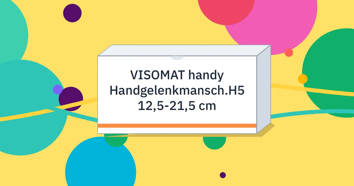 Symbolbild: Packung mit der Aufschrift VISOMAT handy Handgelenkmansch.H5 12,5-21,5 cm (PZN 06414493) – Verfügbarkeit und Bezug in Apotheken in Frankfurt am Main