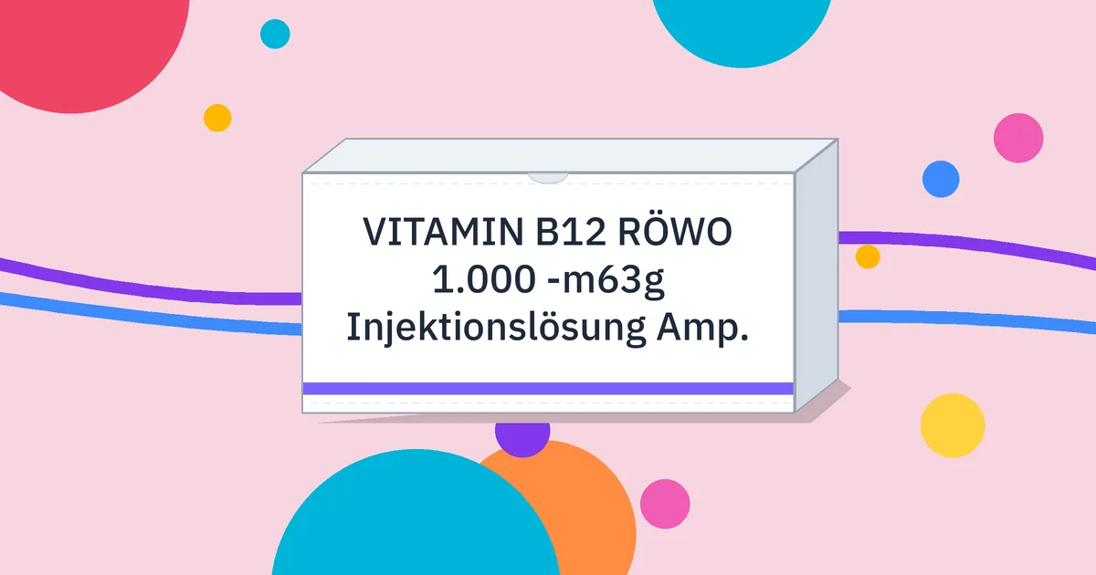 Symbolbild: Packung mit der Aufschrift VITAMIN B12 RÖWO 1.000 -m63g Injektionslösung Amp. (PZN 02557600) – Verfügbarkeit und Bezug in Apotheken in Frankfurt am Main