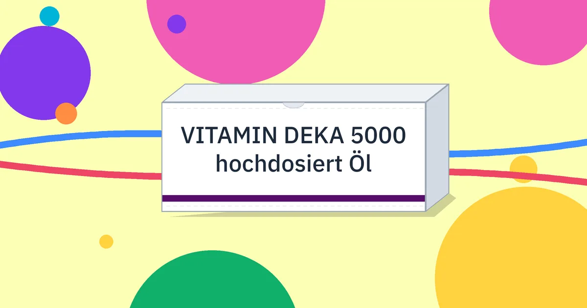 Symbolbild: Packung mit der Aufschrift VITAMIN DEKA 5000 hochdosiert Öl (PZN 19898512) – Verfügbarkeit und Bezug in Apotheken in Frankfurt am Main
