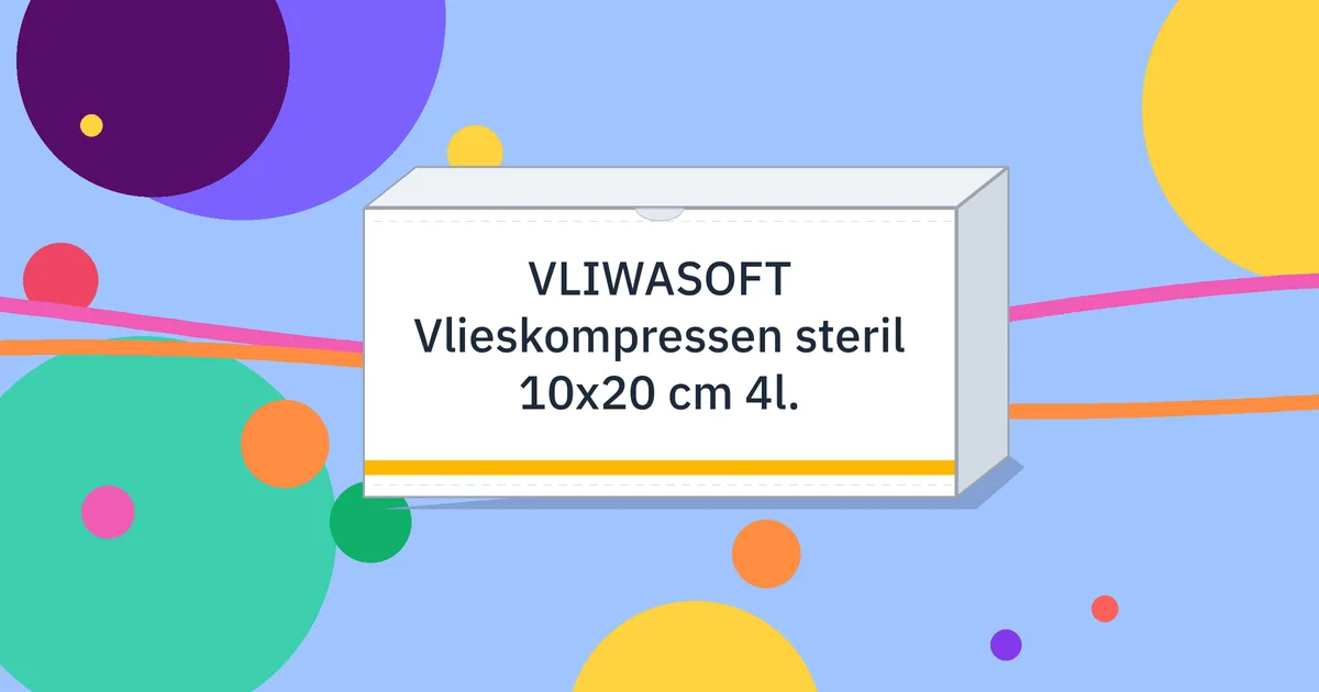 Symbolbild: Packung mit der Aufschrift VLIWASOFT Vlieskompressen steril 10x20 cm 4l. (PZN 15431556) – Verfügbarkeit und Bezug in Apotheken in Frankfurt am Main