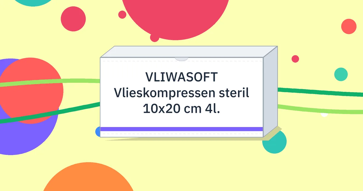 Symbolbild: Packung mit der Aufschrift VLIWASOFT Vlieskompressen steril 10x20 cm 4l. (PZN 06325594) – Verfügbarkeit und Bezug in Apotheken in Frankfurt am Main