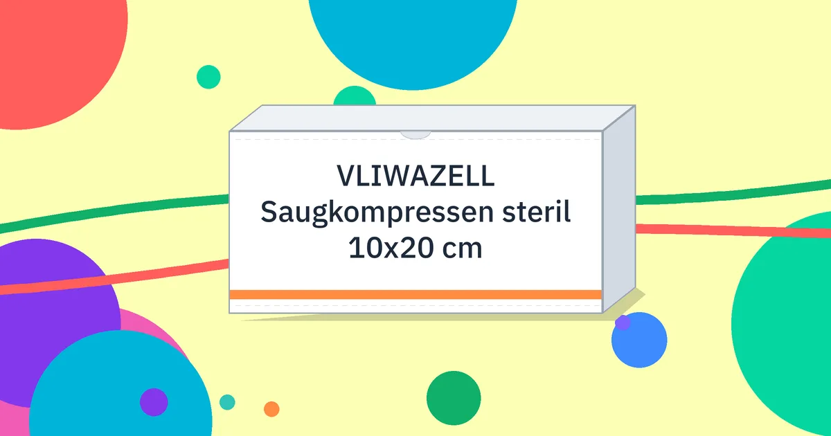 Symbolbild: Packung mit der Aufschrift VLIWAZELL Saugkompressen steril 10x20 cm (PZN 16666563) – Verfügbarkeit und Bezug in Apotheken in Frankfurt am Main