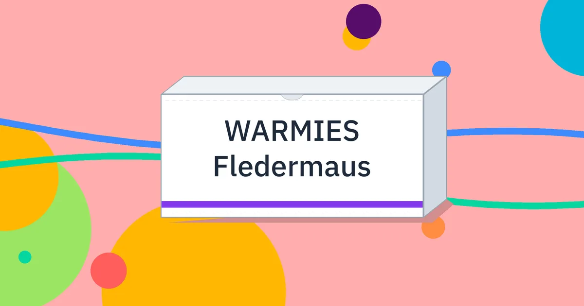 Symbolbild: Packung mit der Aufschrift WARMIES Fledermaus (PZN 16322680) – Verfügbarkeit und Bezug in Apotheken in Frankfurt am Main