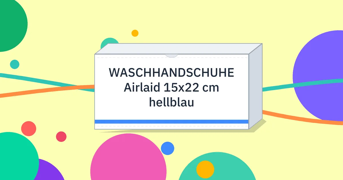 Symbolbild: Packung mit der Aufschrift WASCHHANDSCHUHE Airlaid 15x22 cm hellblau (PZN 10545114) – Verfügbarkeit und Bezug in Apotheken in Frankfurt am Main