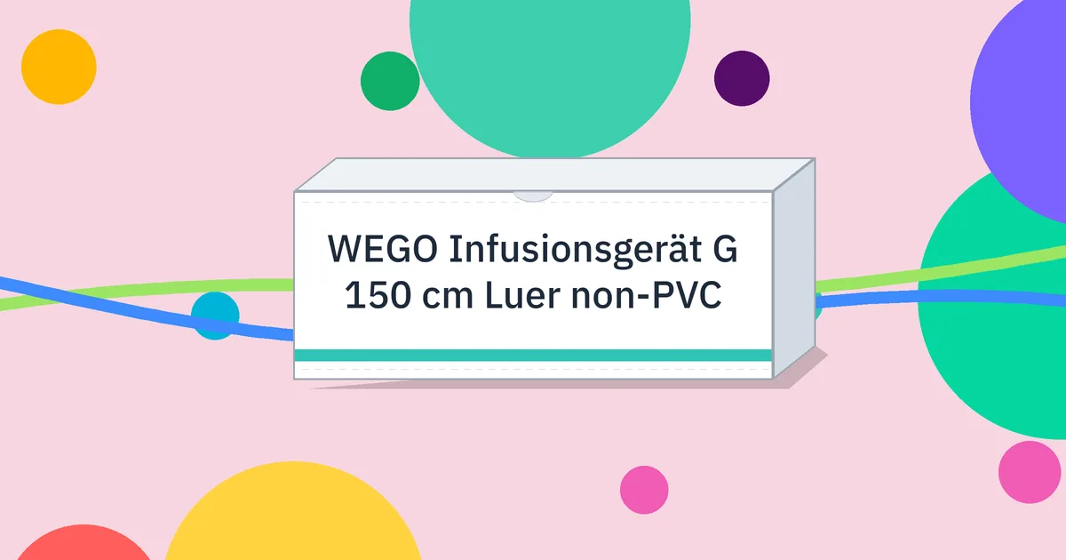 Symbolbild: Packung mit der Aufschrift WEGO Infusionsgerät G 150 cm Luer non-PVC (PZN 18860140) – Verfügbarkeit und Bezug in Apotheken in Frankfurt am Main