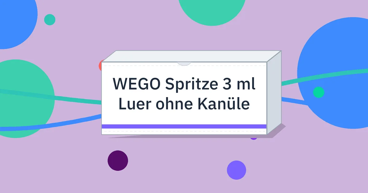 Symbolbild: Packung mit der Aufschrift WEGO Spritze 3 ml Luer ohne Kanüle (PZN 18858999) – Verfügbarkeit und Bezug in Apotheken in Frankfurt am Main