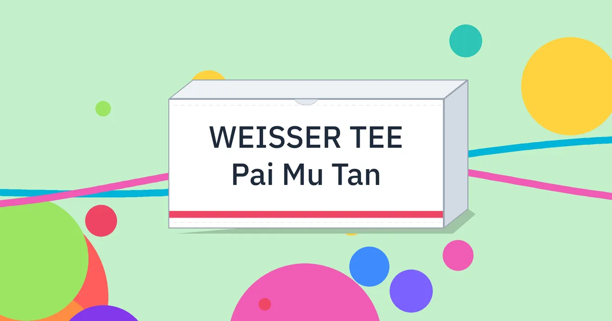 Symbolbild: Packung mit der Aufschrift WEISSER TEE Pai Mu Tan (PZN 04393338) – Verfügbarkeit und Bezug in Apotheken in Frankfurt am Main