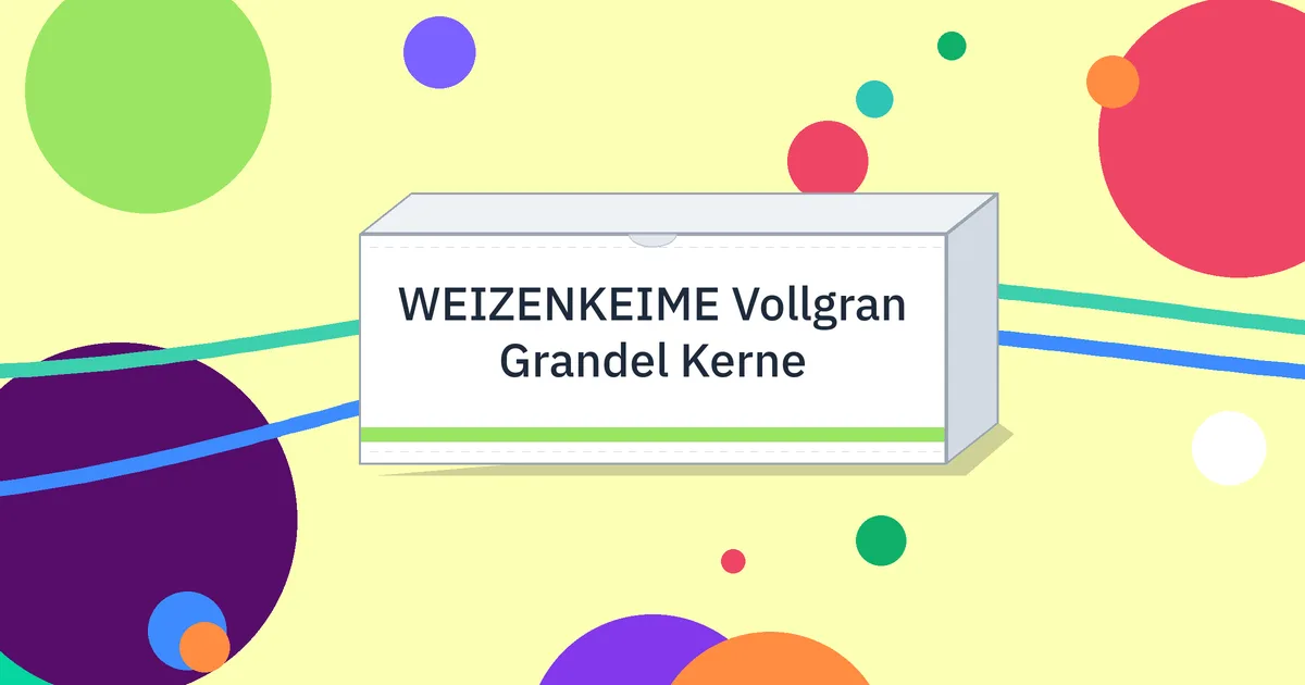 Symbolbild: Packung mit der Aufschrift WEIZENKEIME Vollgran Grandel Kerne (PZN 00982813) – Verfügbarkeit und Bezug in Apotheken in Frankfurt am Main