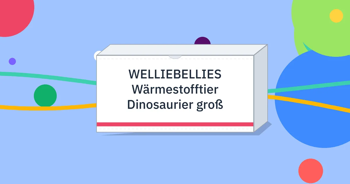 Symbolbild: Packung mit der Aufschrift WELLIEBELLIES Wärmestofftier Dinosaurier groß (PZN 18004234) – Verfügbarkeit und Bezug in Apotheken in Frankfurt am Main