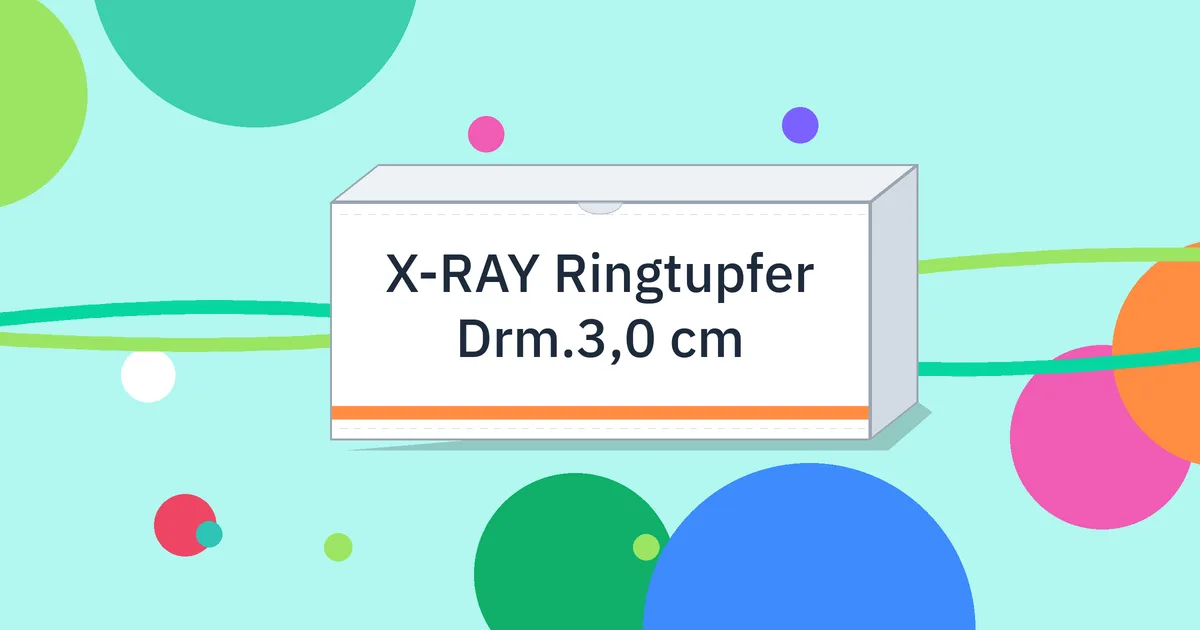 Symbolbild: Packung mit der Aufschrift X-RAY Ringtupfer Drm.3,0 cm (PZN 06607708) – Verfügbarkeit und Bezug in Apotheken in Frankfurt am Main