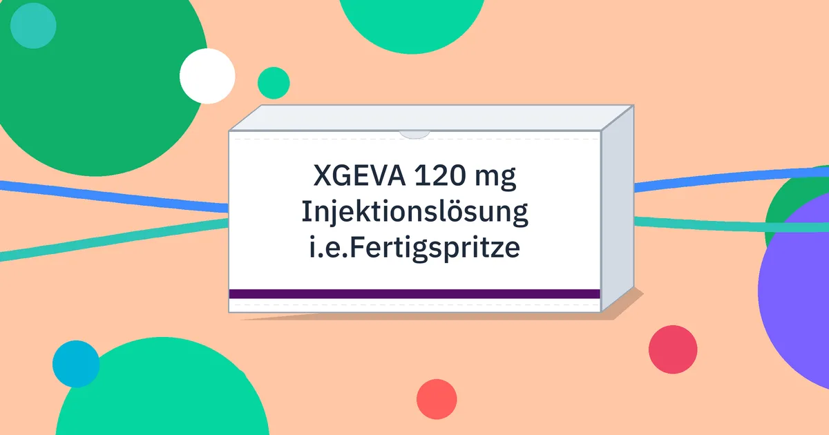 Symbolbild: Packung mit der Aufschrift XGEVA 120 mg Injektionslösung i.e.Fertigspritze (PZN 19748155) – Verfügbarkeit und Bezug in Apotheken in Frankfurt am Main