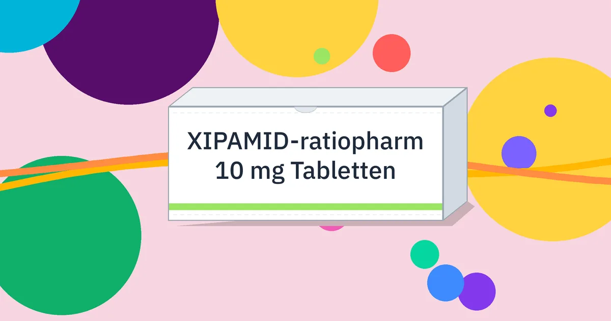 Symbolbild: Packung mit der Aufschrift XIPAMID-ratiopharm 10 mg Tabletten (PZN 03691536) – Verfügbarkeit und Bezug in Apotheken in Frankfurt am Main