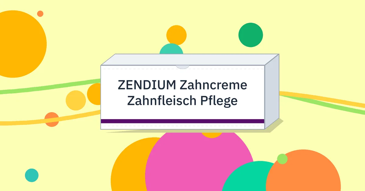 Symbolbild: Packung mit der Aufschrift ZENDIUM Zahncreme Zahnfleisch Pflege (PZN 12559356) – Verfügbarkeit und Bezug in Apotheken in Frankfurt am Main